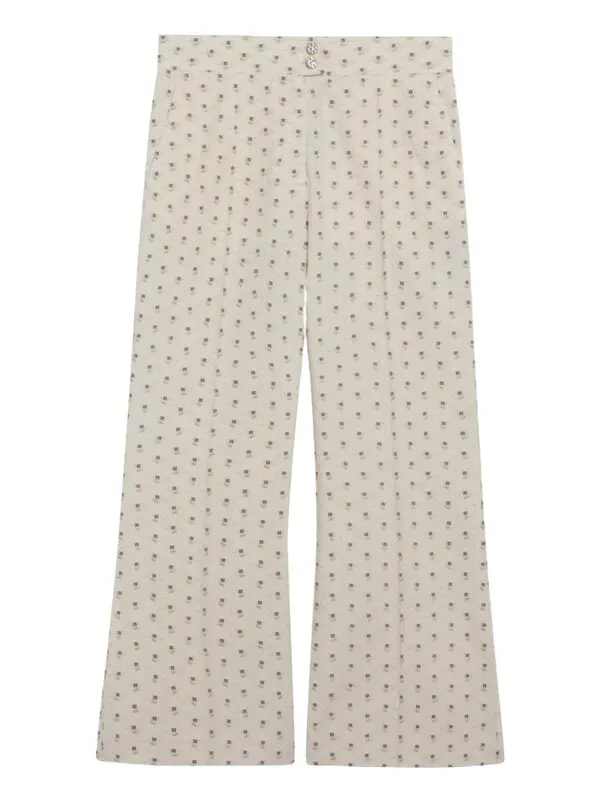 Valentino Garavani All-over Patterned Flared Trousers - Ivory