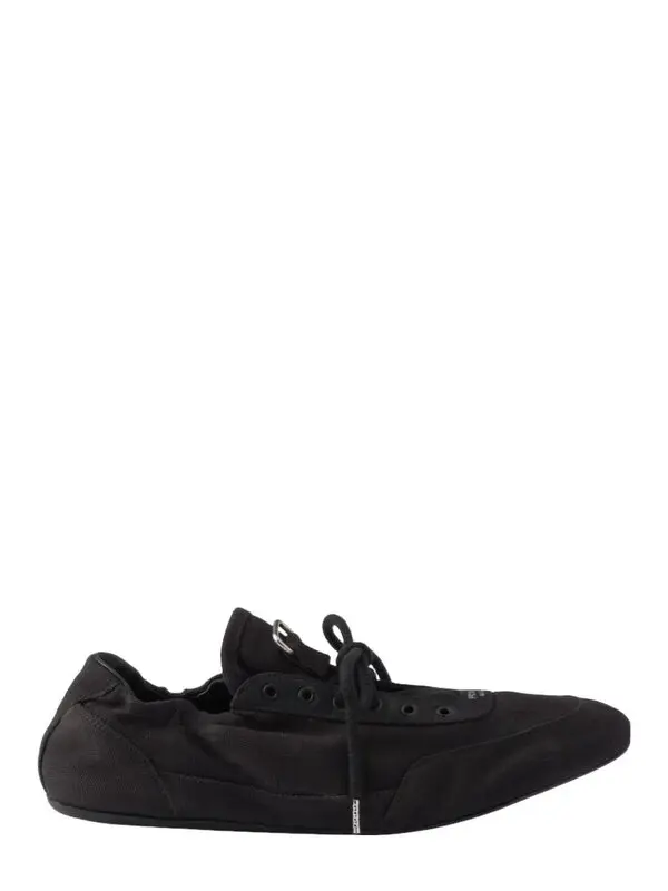 Prada Collapsible Lace-up Sneakers With Vintage Finish - Black
