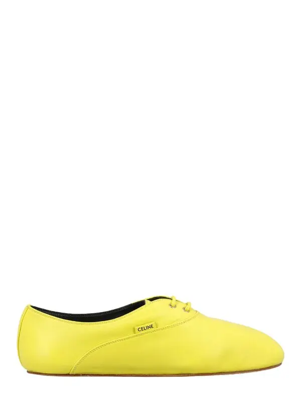 Celine Ballet Lace-up Shoe In Lambskin - Yellow