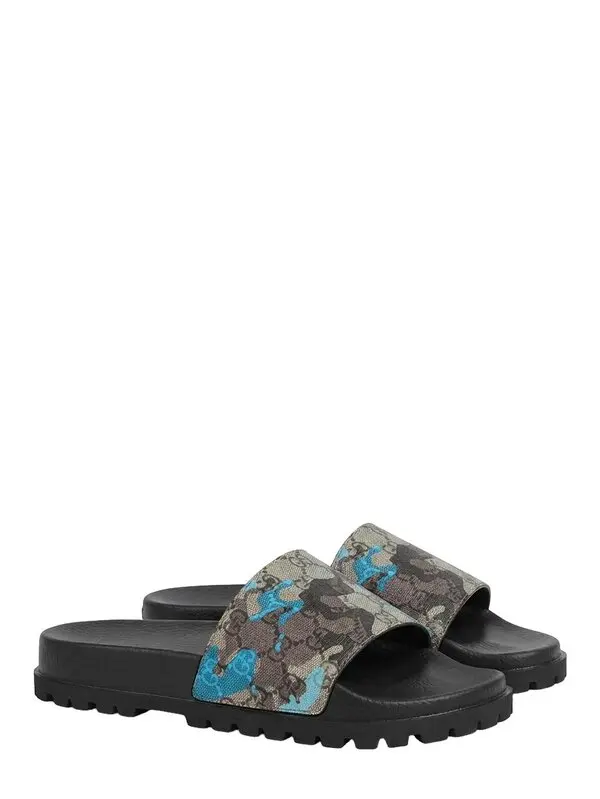 Gucci Lug-sole Slide Sandals - Blue And Light Blue