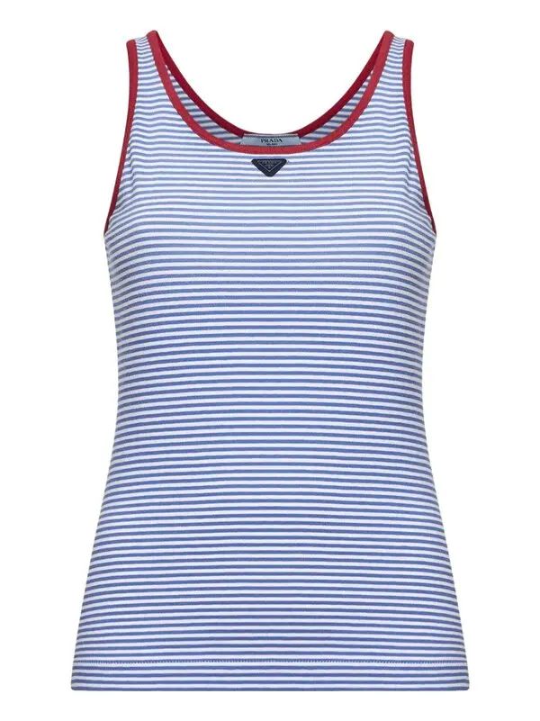 Prada Striped Crewneck Tank Top - Blue
