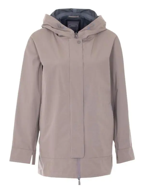 Herno Zip-up High Neck Hooded Jacket - Nude