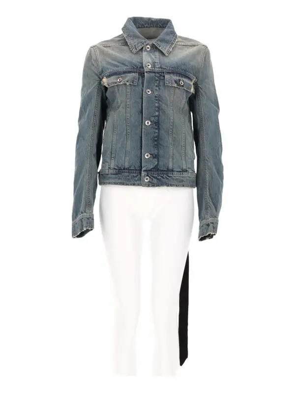 Rick Owens Distressed Denim Jacket - Gray