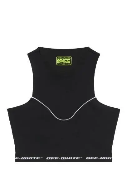 Off-White Logo Band Cropped Top - Black And White