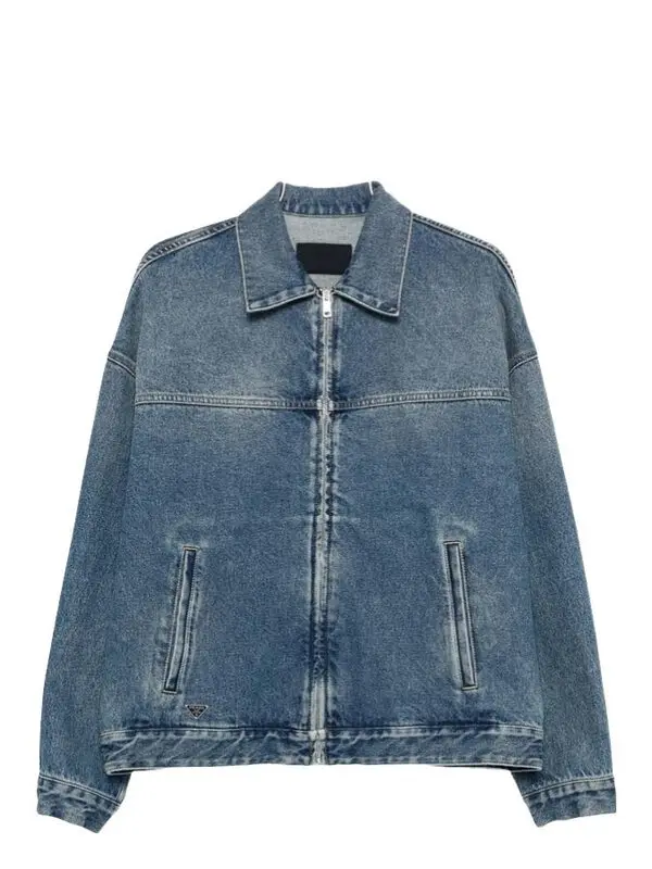 Prada Zip-up Denim Jacket - Blue
