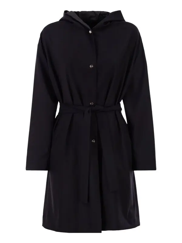 Herno Reversible Belted Hooded Coat - Black