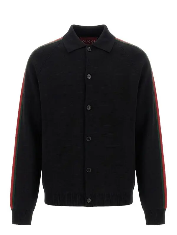 Gucci Knit Web Cardigan - Black