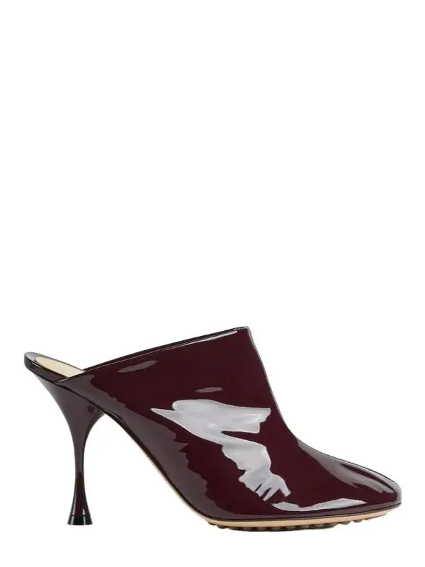Bottega Veneta Glossed Leather Mule High Heels - Brown
