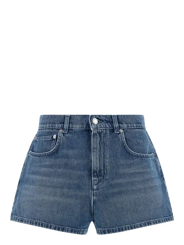 Moschino Heart Distressed Denim Shorts - Blue