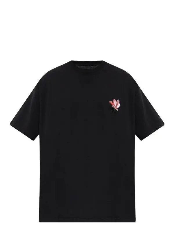 MAISON MARGIELA Floral Mm Embroidered T-shirt - Black