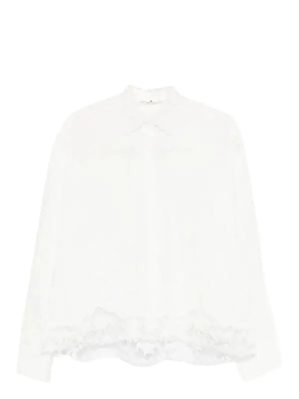 Ermanno Scervino Long Sleeve Lace Collar Shirt - White