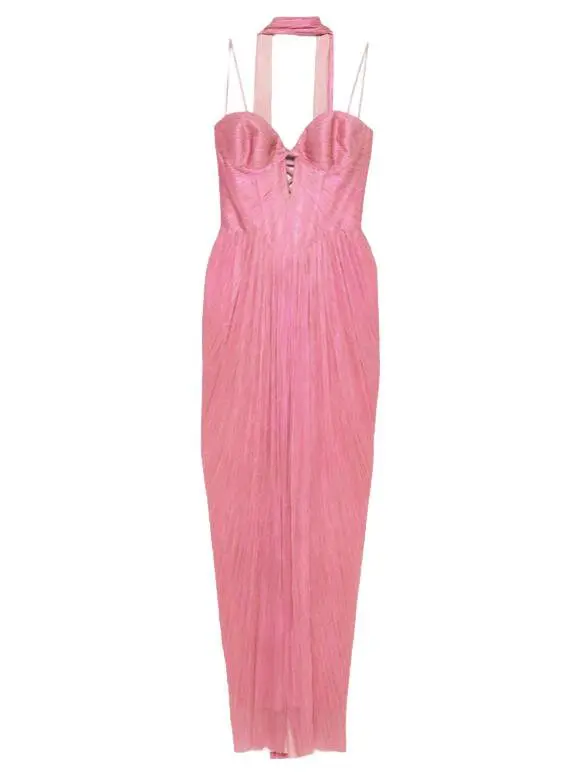 MARIA LUCIA HOHAN Strapless Sweetheart Neckline Gown With Draping And Slit - Pink