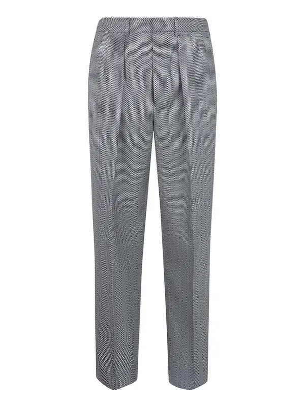 TOM FORD Herringbone Pleated Trousers - Gray