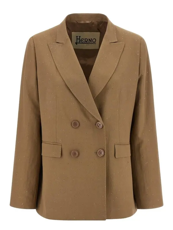 Herno Micro Sequin Double-breasted Blazer - Brown