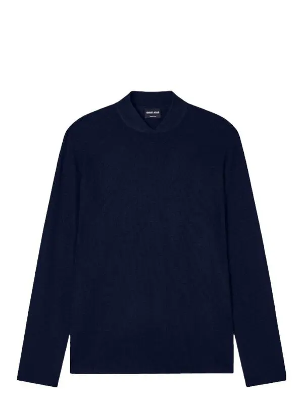 Giorgio Armani Long Sleeved Knitted Pullover - Navy Blue