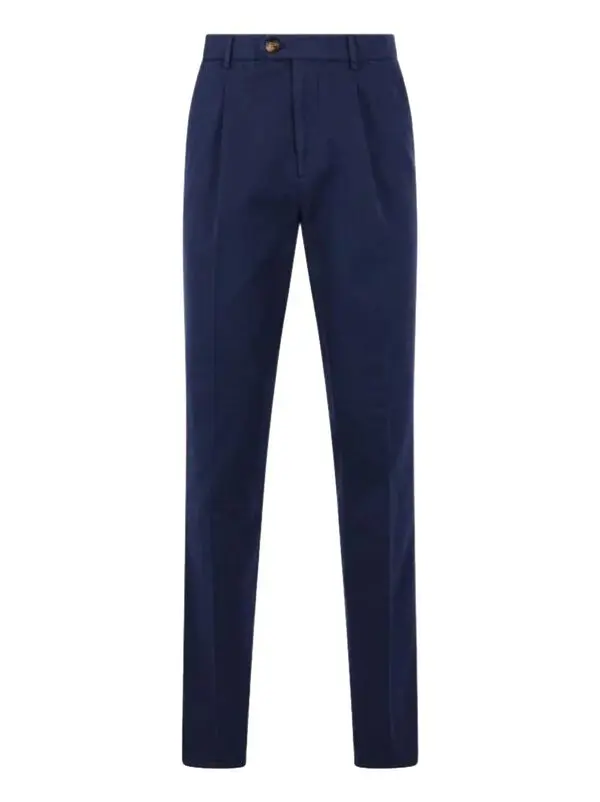 Brunello Cucinelli Leisure-fit Pleated Gabardine Trousers - Blue