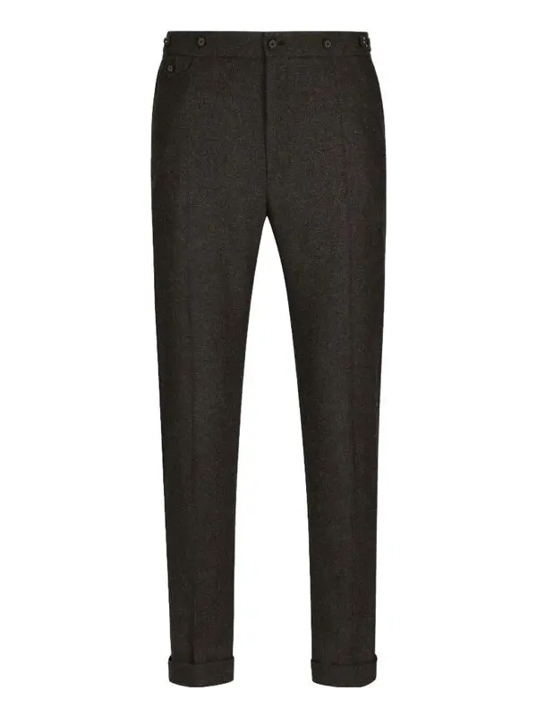 Dolce & Gabbana Tailored Stretch Pants With Logo Patch - Black