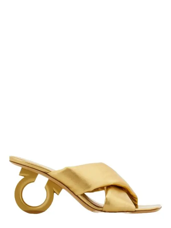 FERRAGAMO Padded Gancini Heel Sandals - Gold