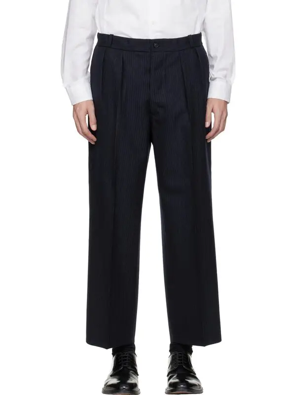 MAISON MARGIELA Pinstriped Pleated Trousers - Navy