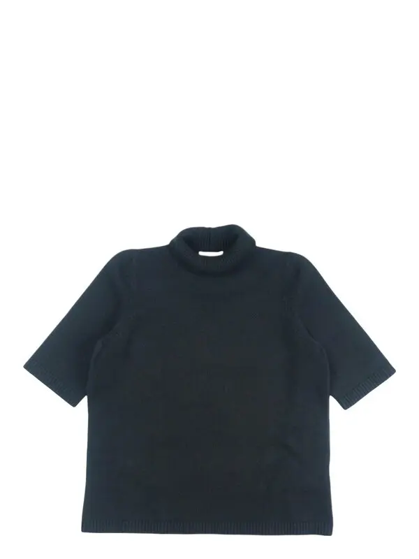 Alaïa High Neck Short Sleeve Knit Top - Black