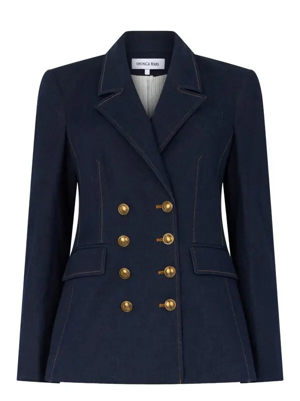 Veronica Beard Double-breasted Denim Blazer - Black