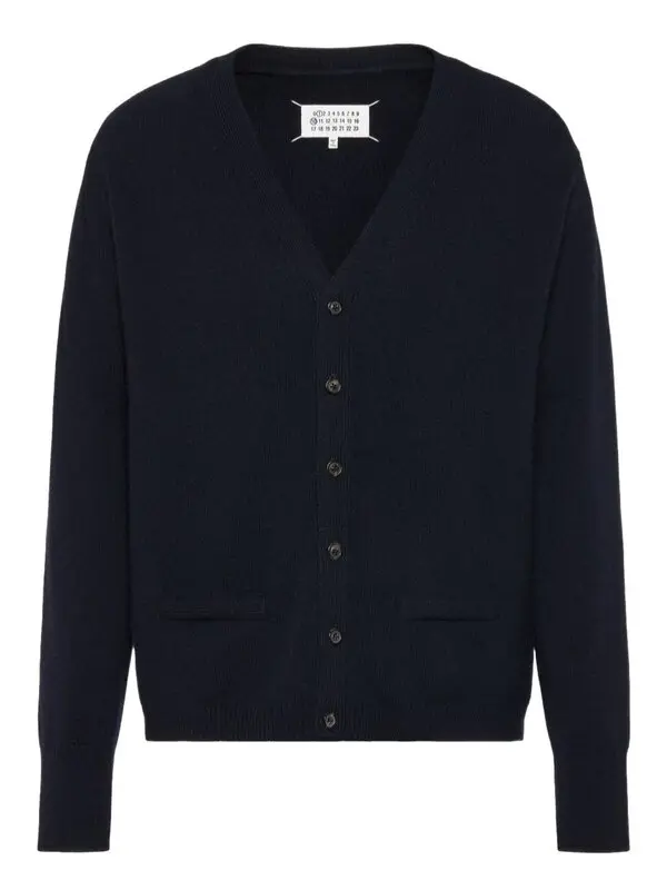 MAISON MARGIELA Cashmere V-neck Cardigan - Dark Blue