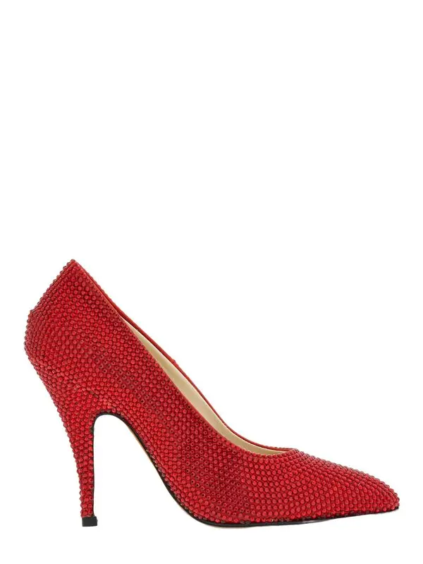 FERRAGAMO Embellished Satin Pumps - Red