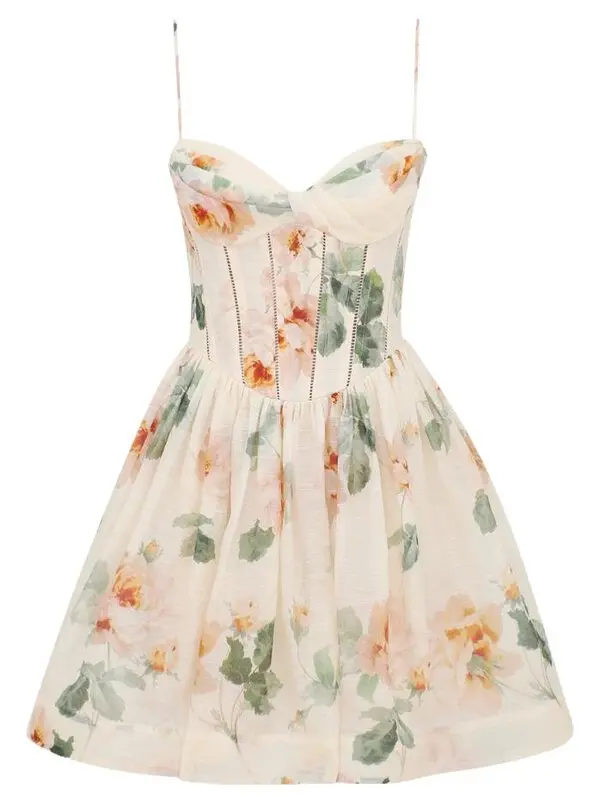 Zimmermann Carousel Corset Mini Dress - Cream Rose