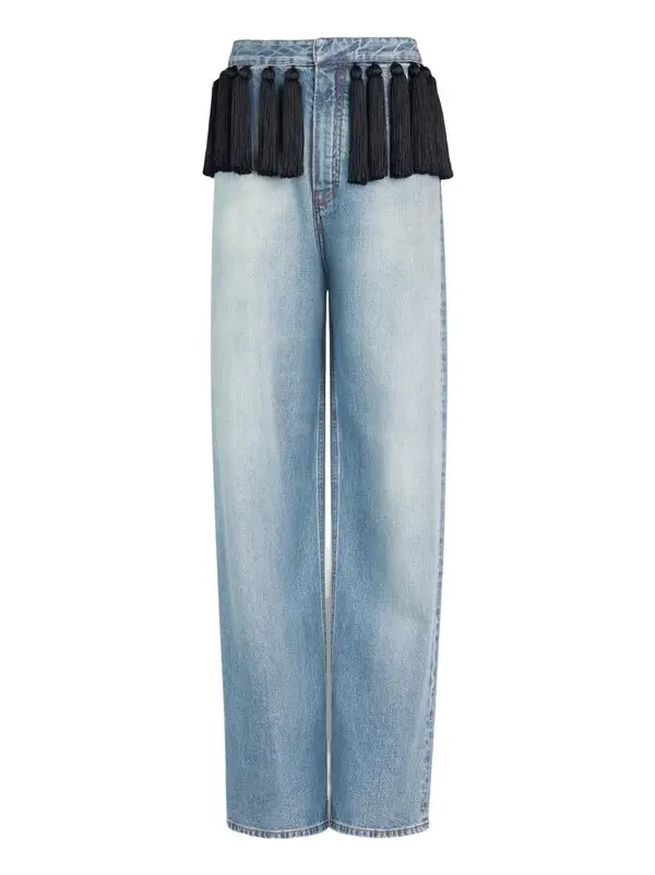 Alaïa Tasseled Wide-leg Jeans - Blue
