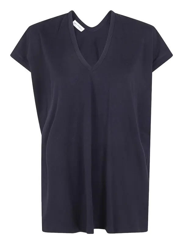 Dries Van Noten V-neck Cap Sleeve T-shirt - Black