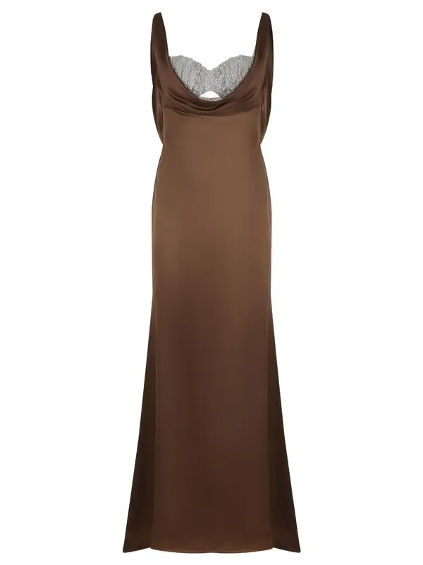 Giuseppe Di Morabito Draped Sequined Bralette Maxi Dress - Brown