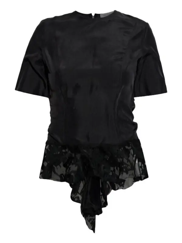 Alexander McQueen Asymmetrical Peplum T-shirt - Black
