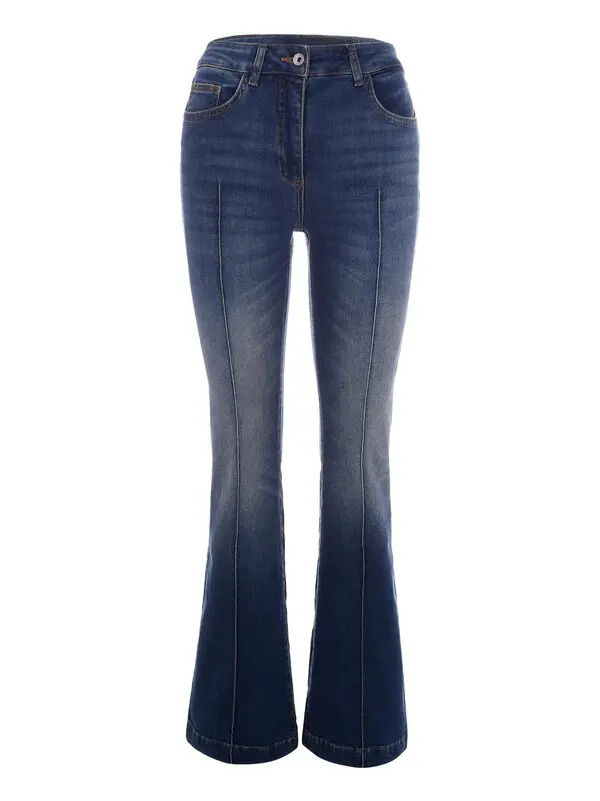 Patrizia Pepe Logo Button Flare Jeans - Blue
