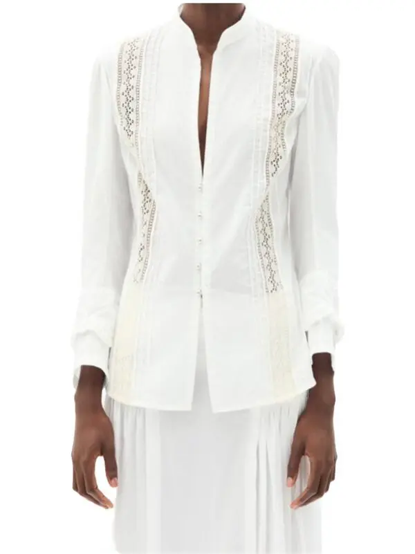 ANN DEMEULEMEESTER Open Front Shirt With Lace Detail - No