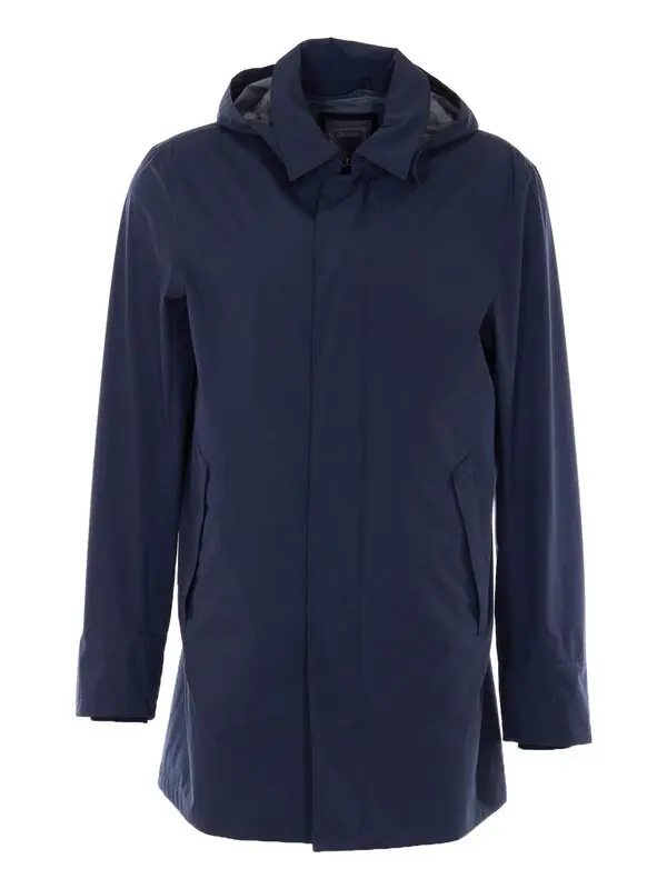 Herno Hooded Zip-up Coat - Blue