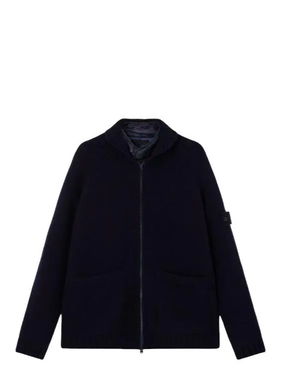 Stone Island Zipped Cashmere Cardigan - Navy Blue