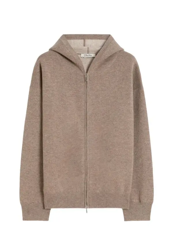 Max Mara Logo-intarsia Zip-up Hoodie - Grey Dove
