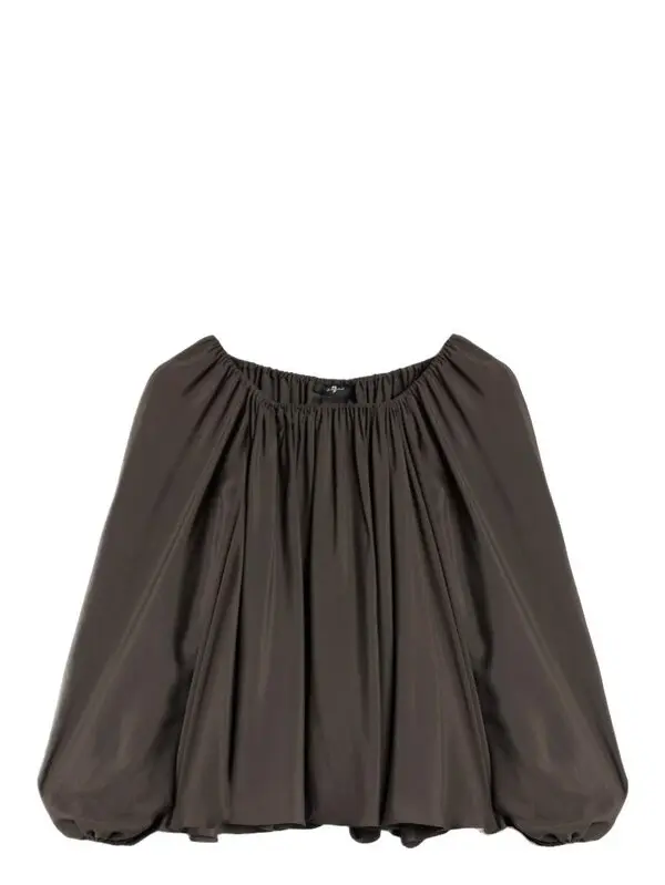 7 For All Mankind Off-shoulder Pleated Top - Brown