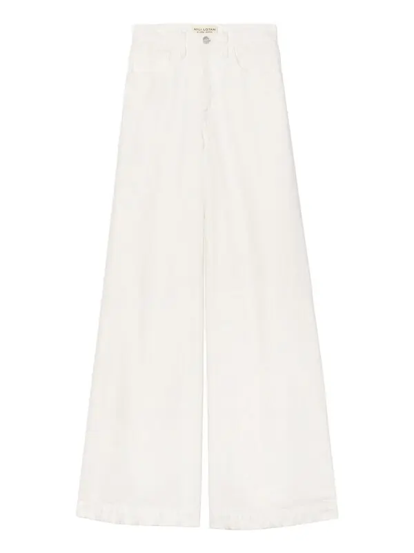 NILI LOTAN Belt Loop Wide Leg Jeans - White