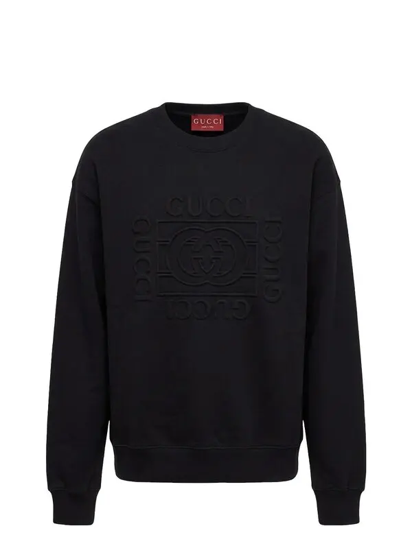 Gucci Brushed Jersey Sweatshirt With Interlocking G Embossing - Black