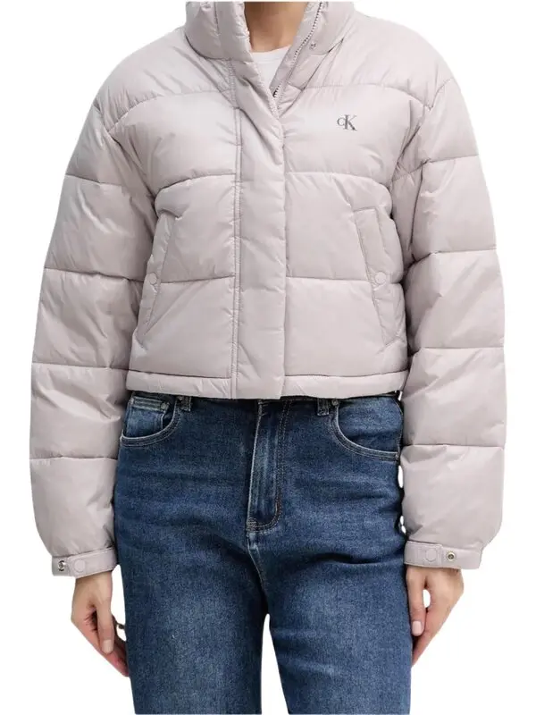 Calvin Klein Cropped Puffer Coat With High Neck - White