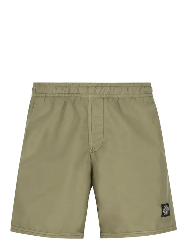 Stone Island Logo Patch Swim Shorts - Gray