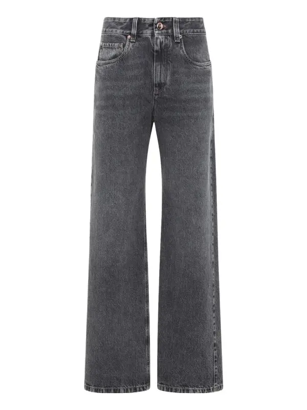 Brunello Cucinelli Mid-rise Wide-leg Jeans - Black