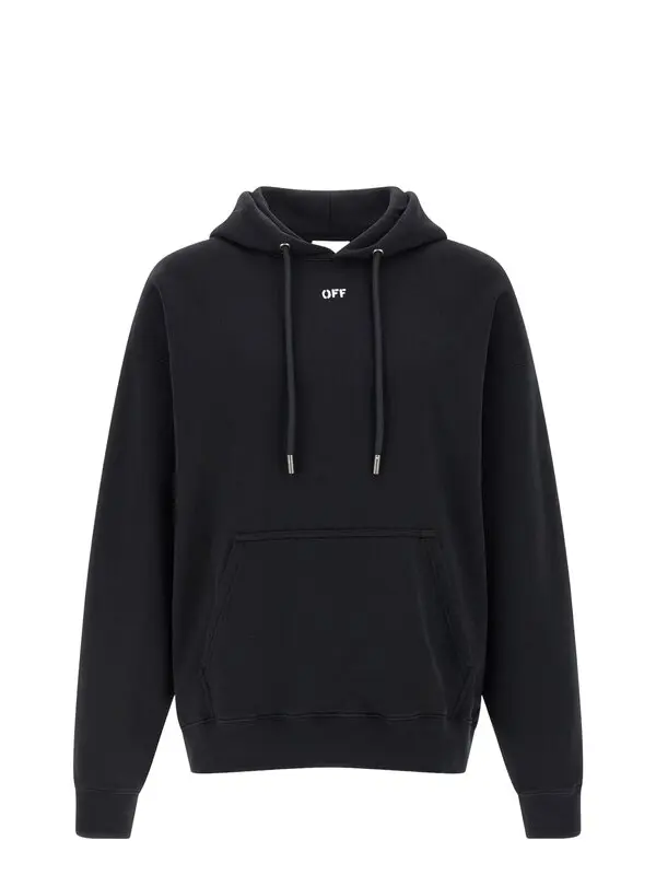 Off-White Logo Print Drawstring Hoodie - Black