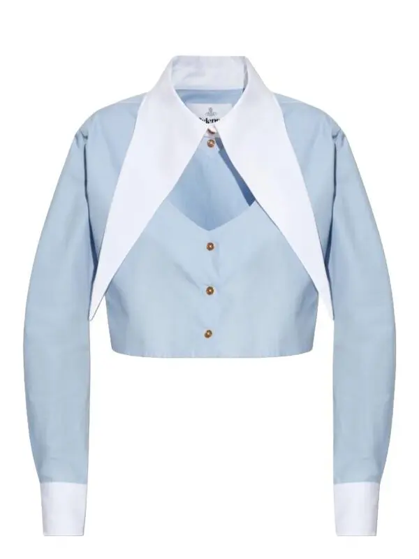 VIVIENNE WESTWOOD Cropped Shirt With Cut-out Detail - Blue