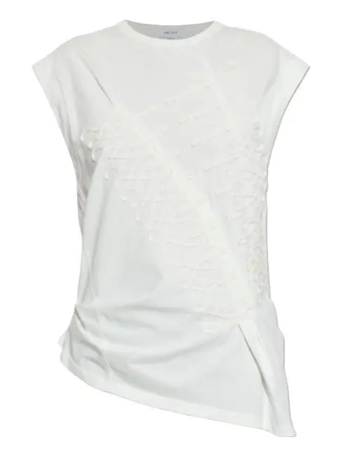 Alexander McQueen Embroidered Asymmetrical Top - White