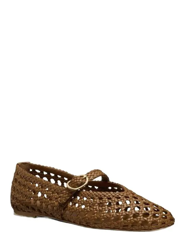 STUART WEITZMAN Woven Flat Mary Jane Shoes - Brown