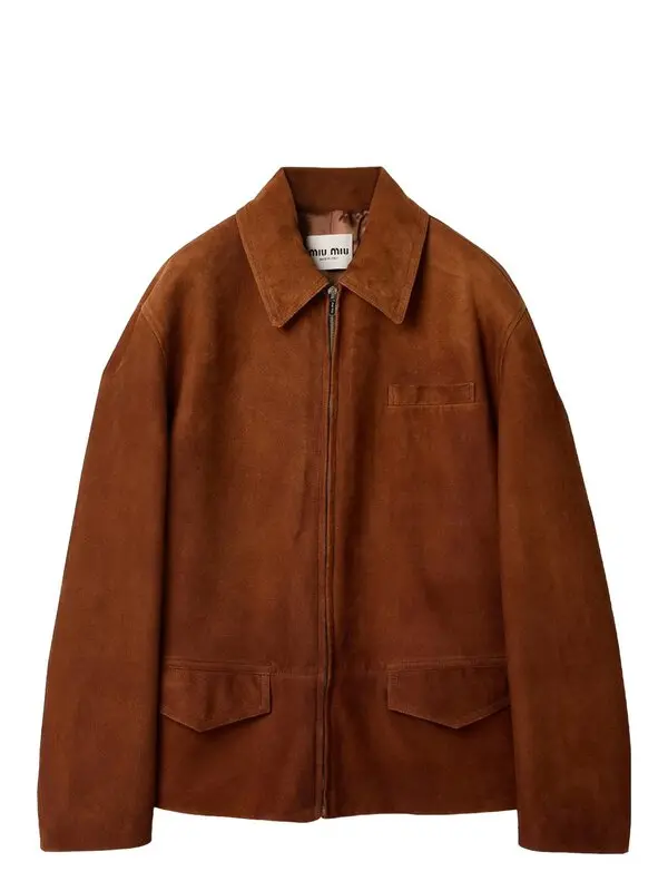 Miu Miu Waxed Suede Jacket - Brown
