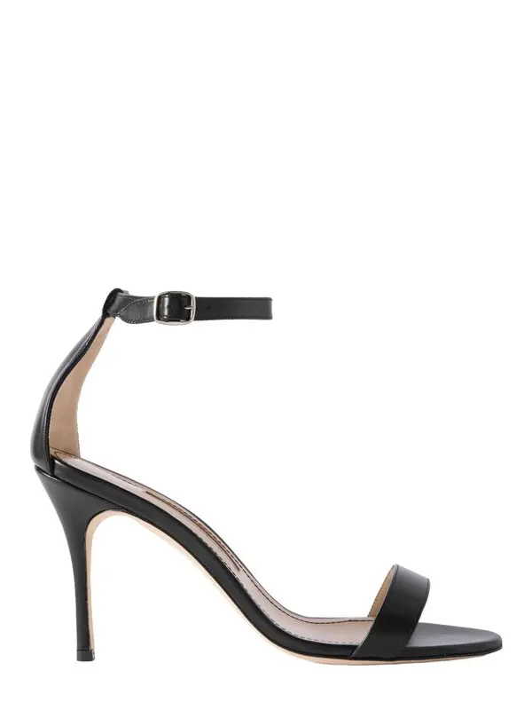 Manolo Blahnik Round Toe High Heel Sandals - Black