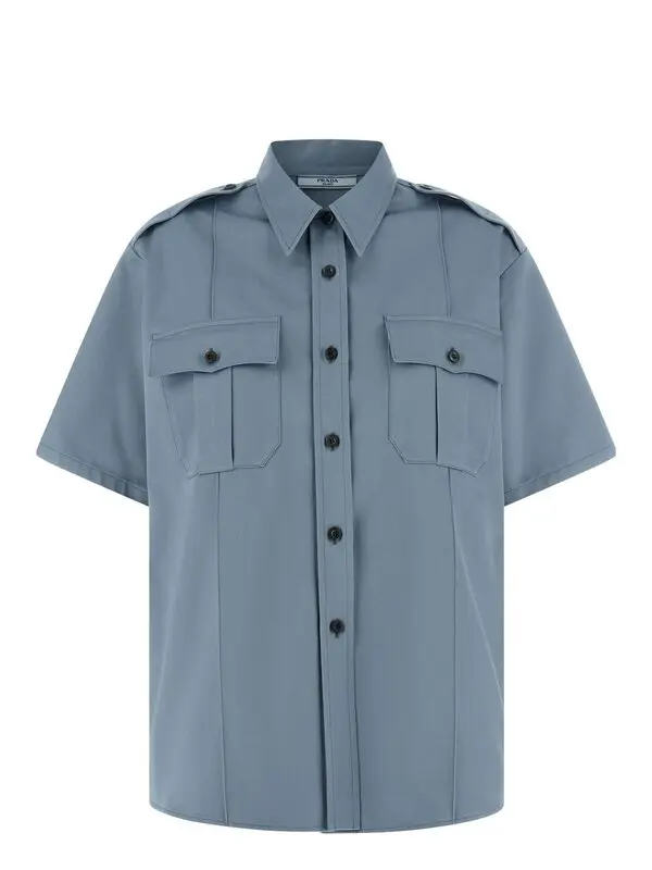 Prada Short Sleeve Collared Shirt - Pilot Blue